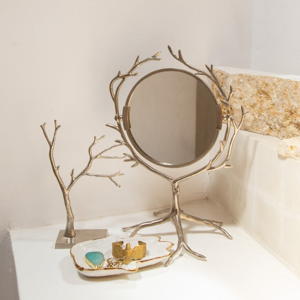 Dreaming of a Fairy Forest - Brass Branch Mirror – Fern